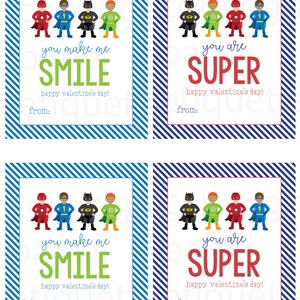 Kid Valentine's Day Cards Preschool Valentine superhero Valentine ...