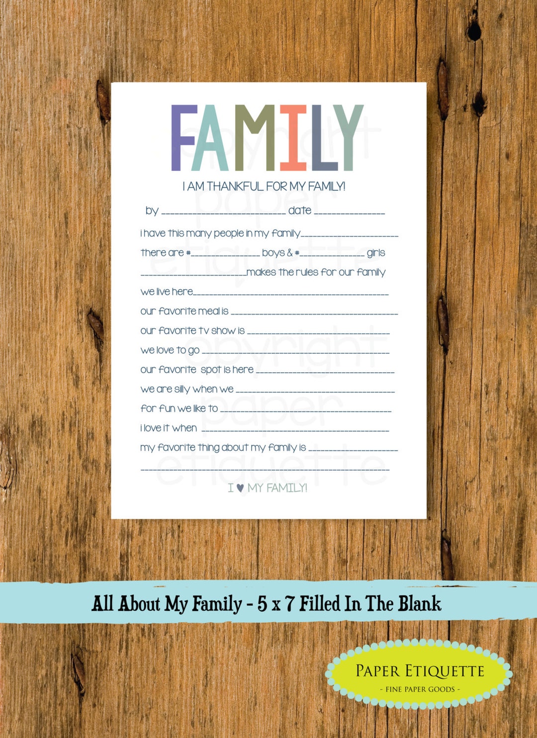 All About My Family Printable, Thanksgiving Thankful for My Family ...