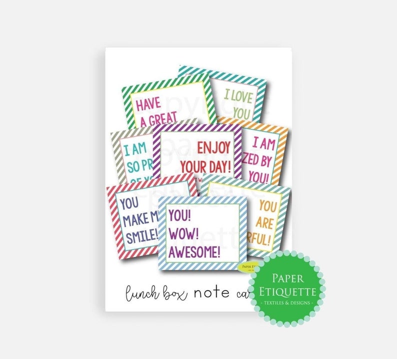 Lunch Box Note Cards, Kids Lunch Cards, Classroom Notes Cards, Lunch ...