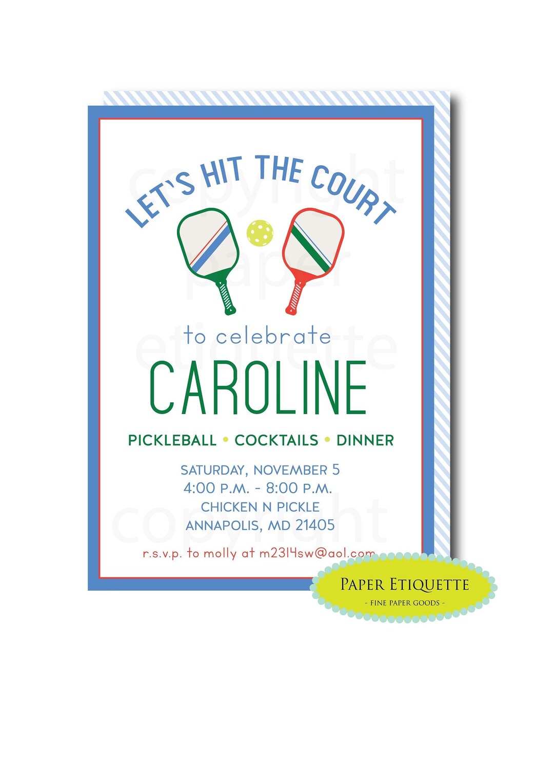 Pickleball Invitaiton, Pickleball Party, Pickleball Birthday Party ...