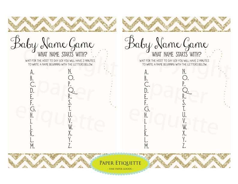 INSTANT UPLOAD Baby Shower Game Baby Name Game | Etsy