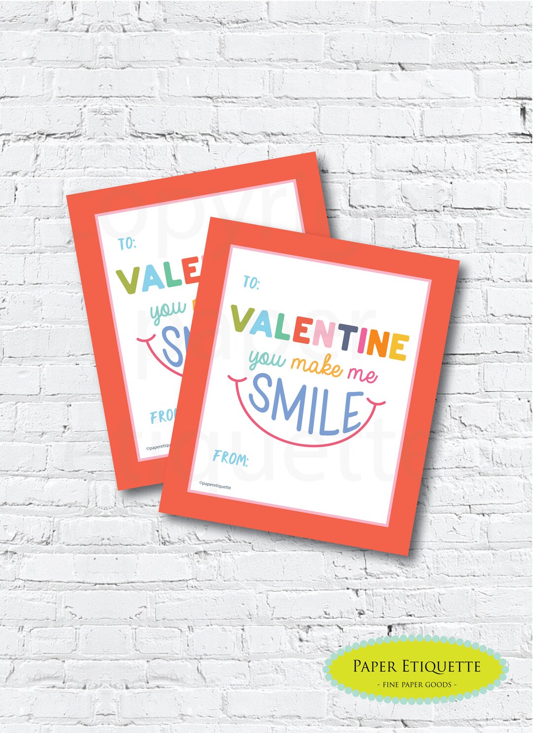 Colorful SMILE Valentine's Day Cards Gender Neutral Valentine Middle ...