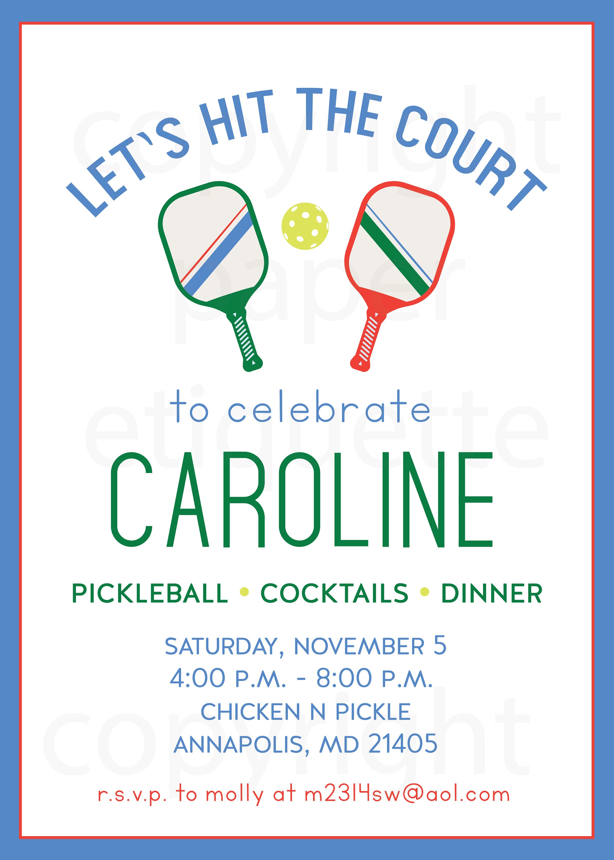 Pickleball Invitaiton, Pickleball Party, Pickleball Birthday Party ...