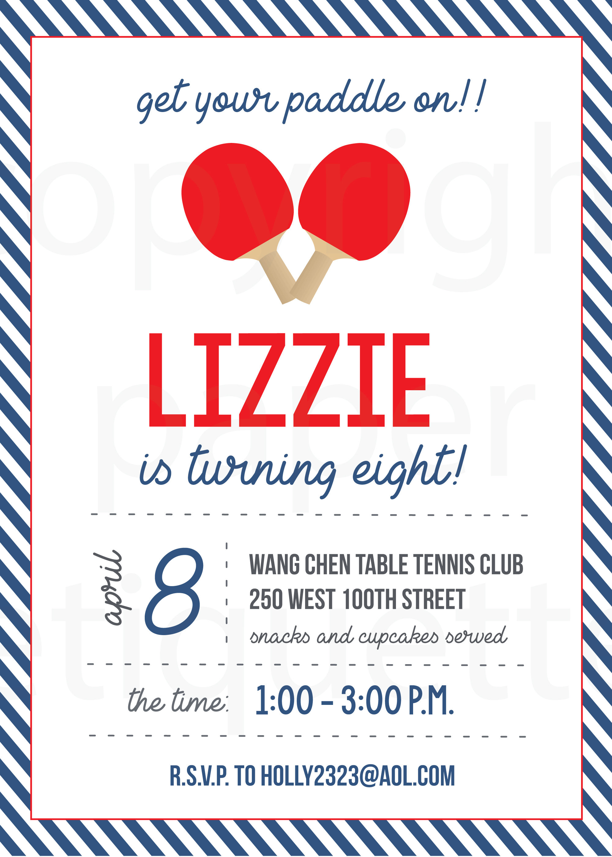Ping Pong Invitation - Ping Pong Party, Table Tennis Birthday Party ...