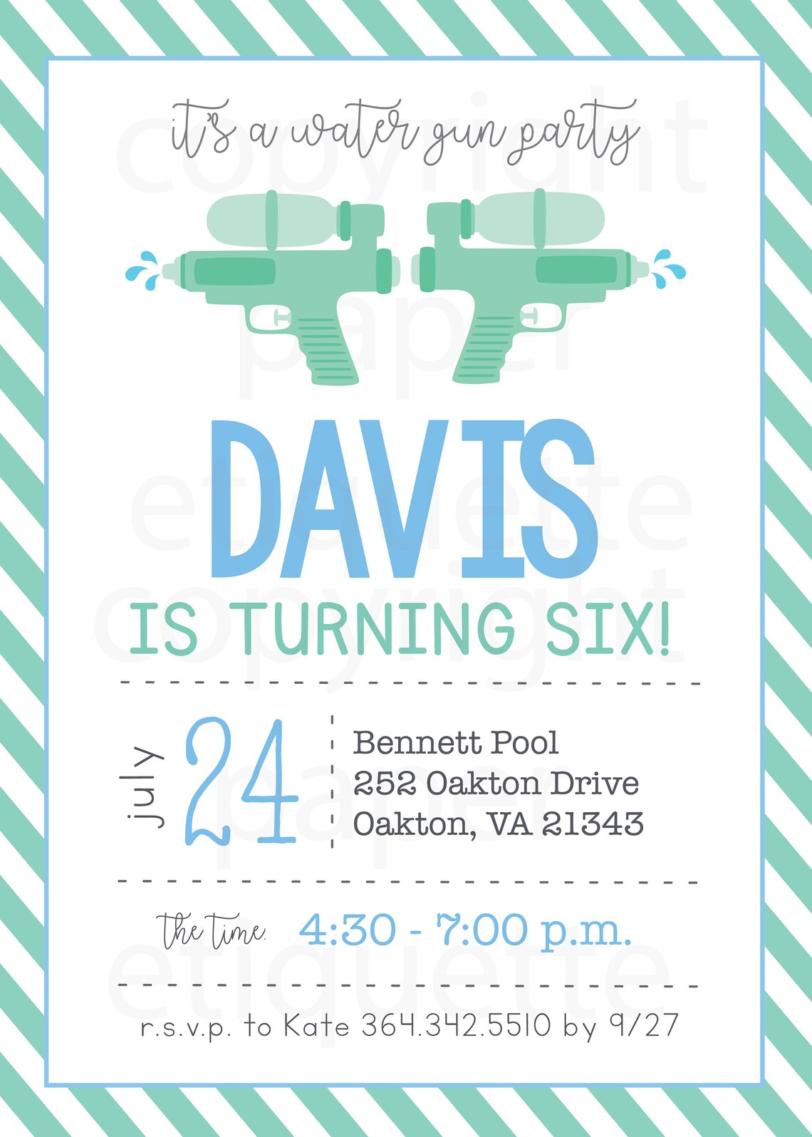 Water Gun Pool Party Birthday Invitation water Gun Swim Party | Etsy