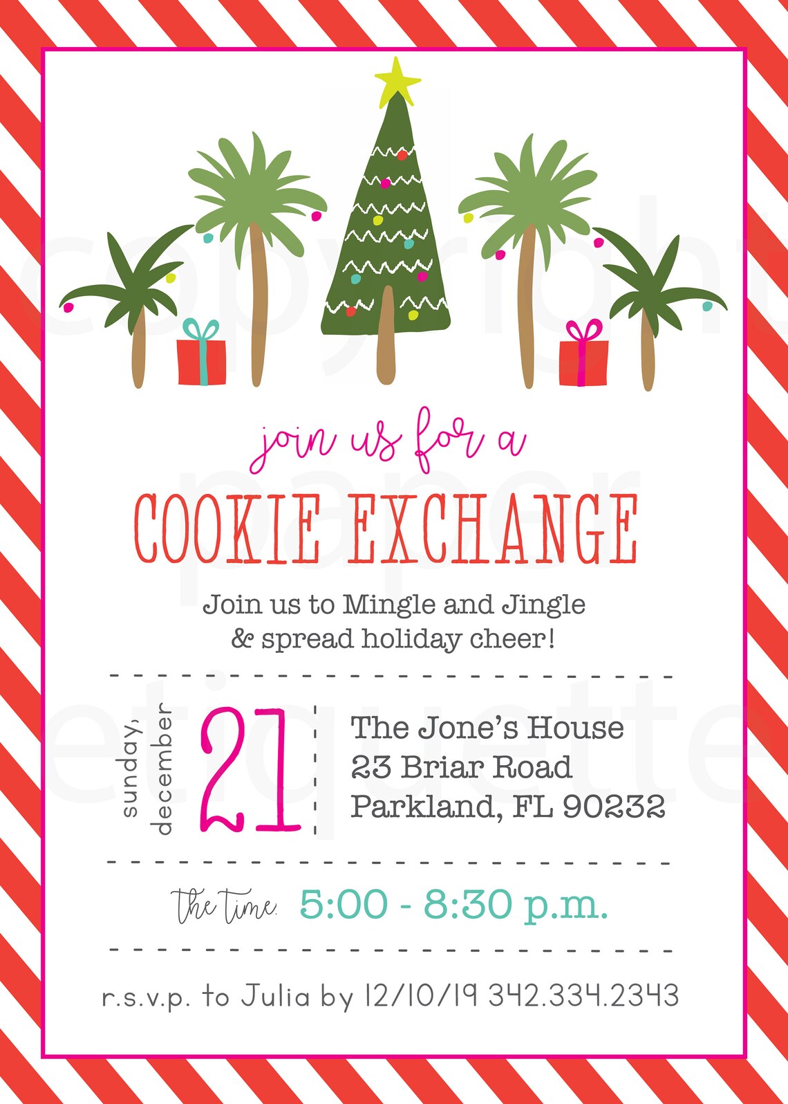 Palm Tree Festive Winter Holiday Party Invitations Tropical - Etsy