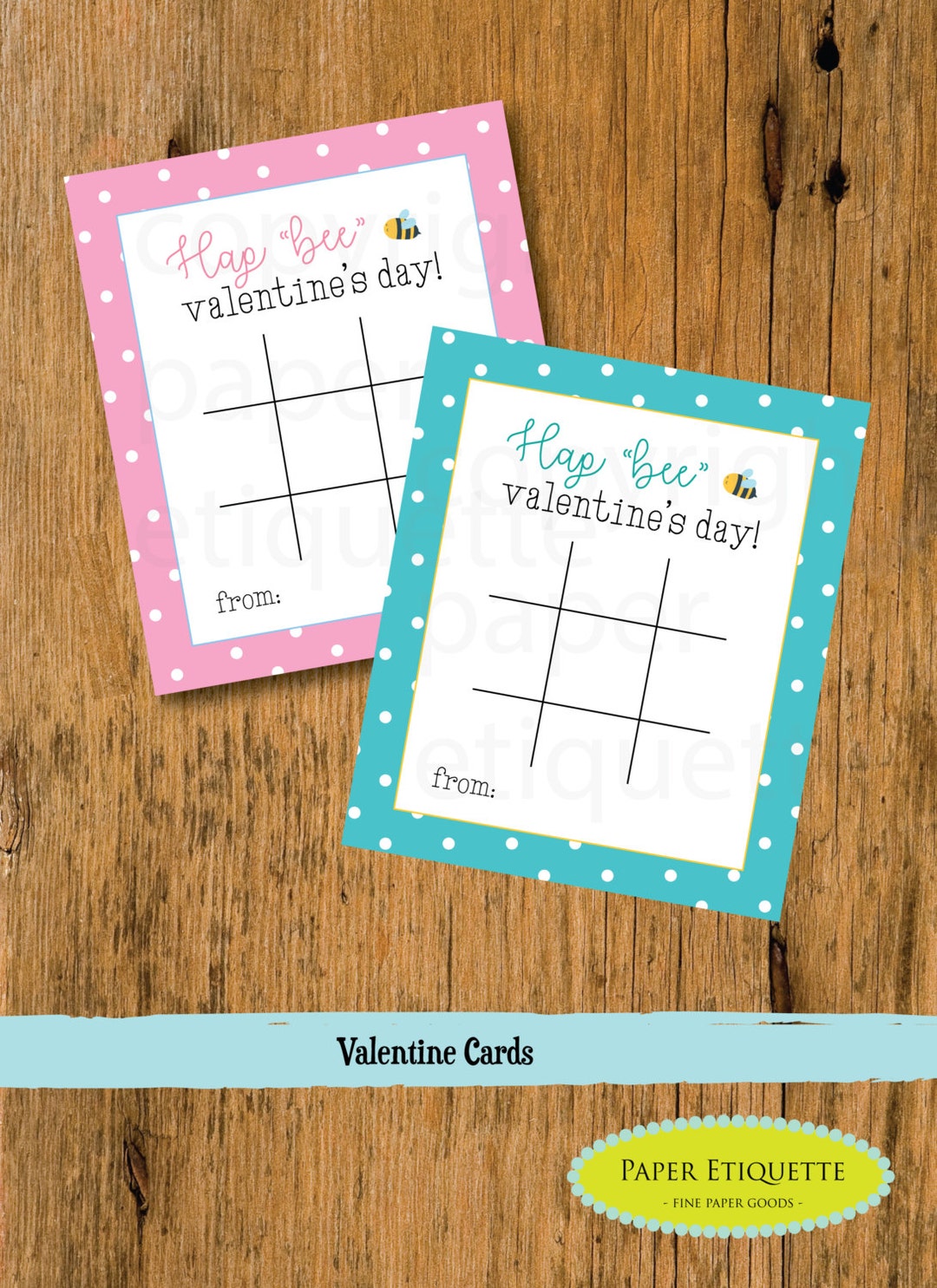 Kid Valentine's Day Cards Preschool Valentine bee Tic Tac Toe Valentine ...