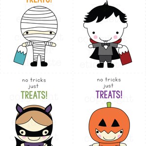 INSTANT UPLOAD Trick or Treat Tags Happy Halloween Treat Bag Favor ...