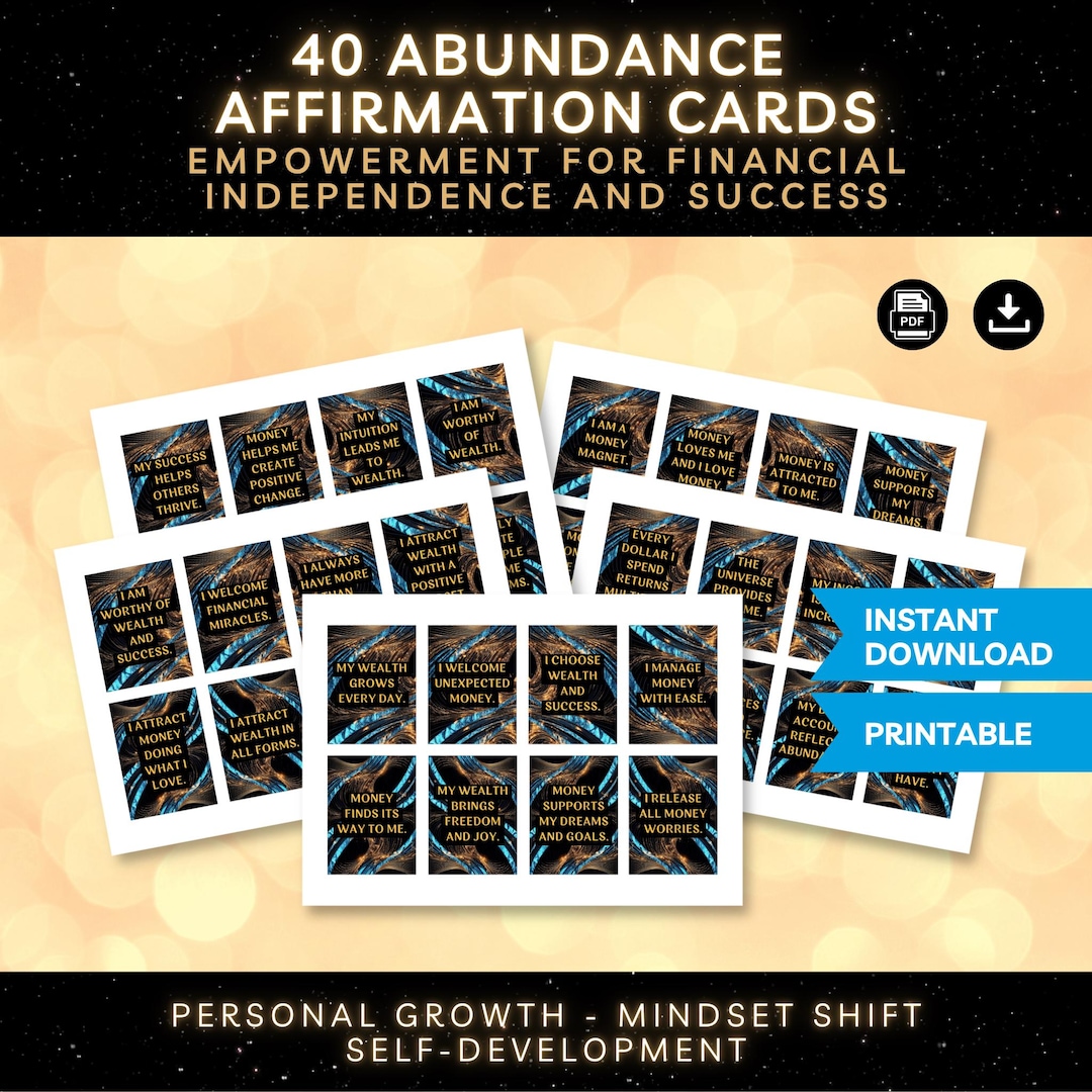 Abundance Affirmation Cards Printable Digital Download Money ...