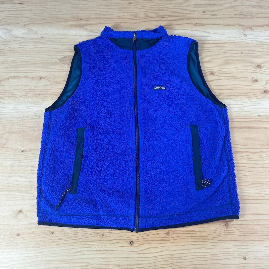 Vintage 1996 Patagonia Deep Pile Blue Fleece Vest Size Made in USA Size ...