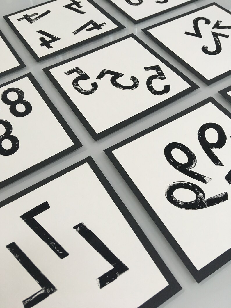0-9 Hand-printed Black and White Numbers Art ORIGINAL - Etsy