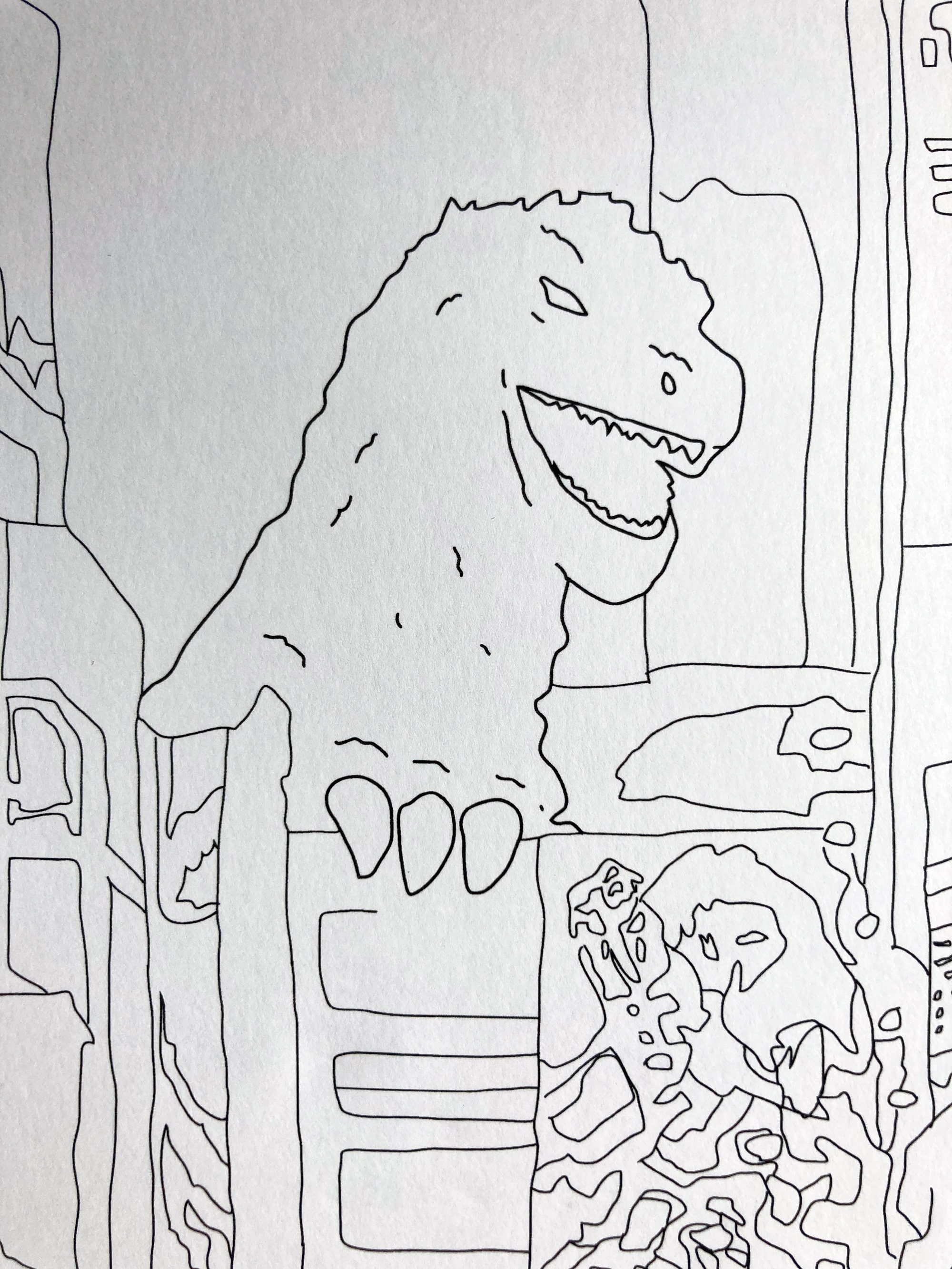 Colouring Page - Japan Vacation - Godzilla in Kabuki-cho Shinjuku ...