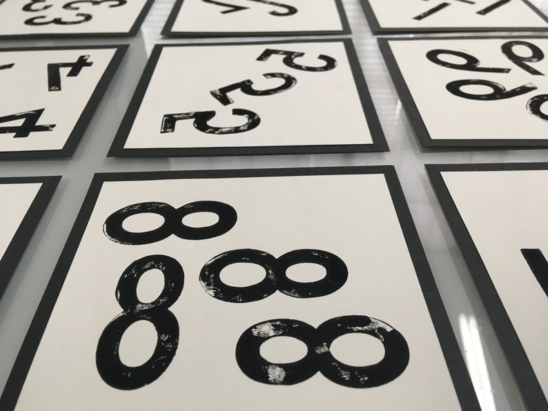 0-9 Hand-printed Black and White Numbers Art ORIGINAL - Etsy