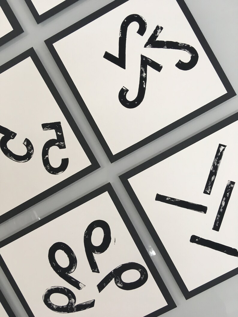 0-9 - Hand-printed Black and White Numbers Art ORIGINAL - Etsy