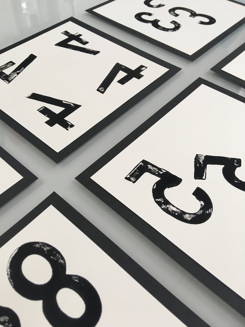 0-9 - Hand-printed Black and White Numbers Art ORIGINAL - Etsy