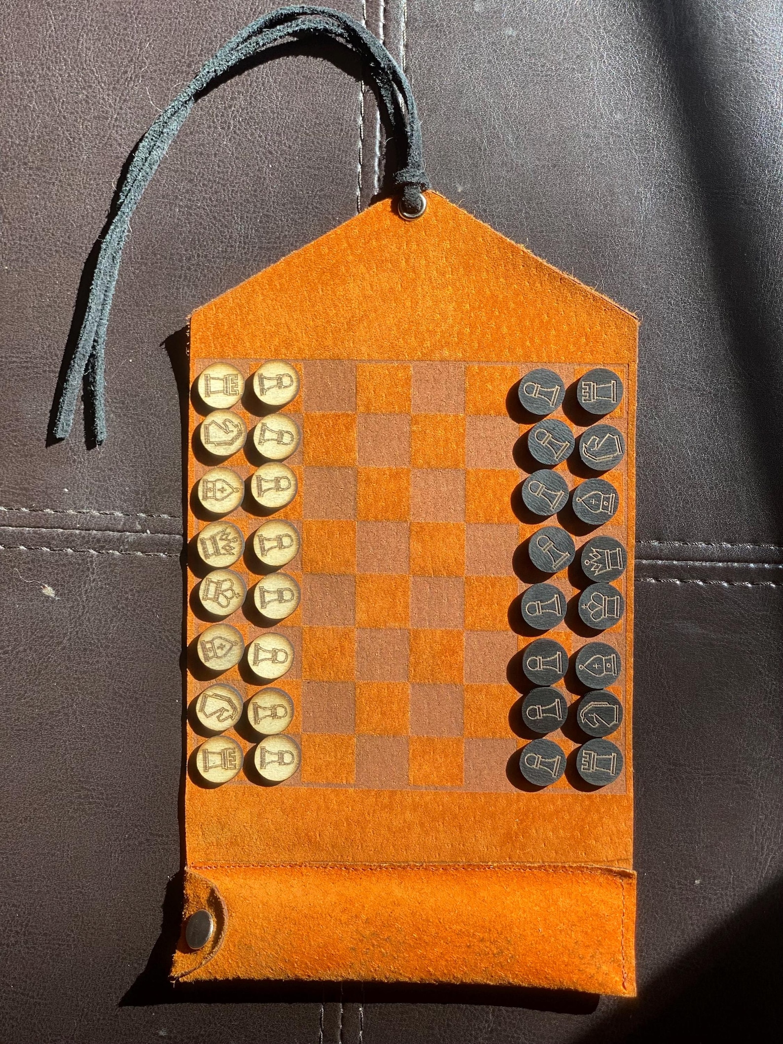 Leather Travel Chess and Checkers Roll-up Set: Portable Mini Game - Etsy