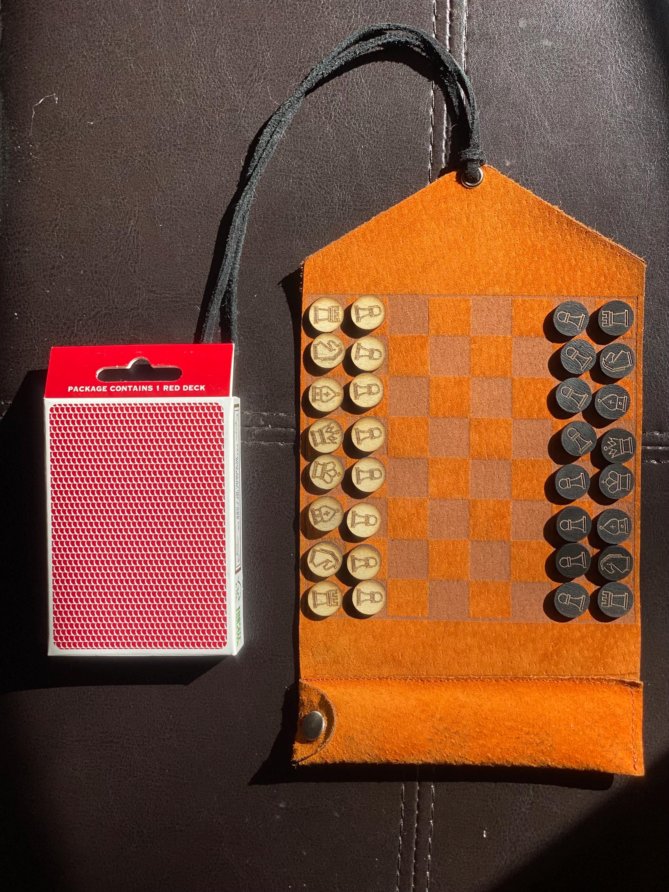 Leather Travel Chess and Checkers Roll-up Set: Portable Mini Game - Etsy