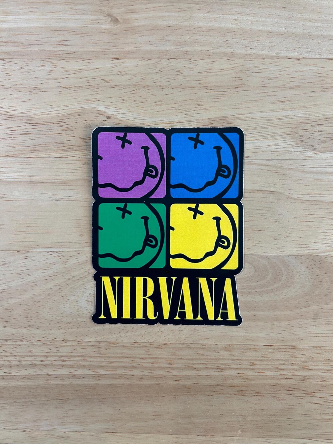 Nirvana Sticker, Smiley Face, Rock and Roll, 90's Grunge, Waterproof - Etsy