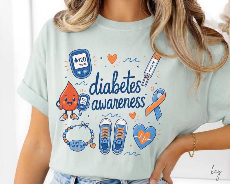 Comfort Colors Type 1 Diabetes Awareness Doodle T-shirt, T1D Warrior ...