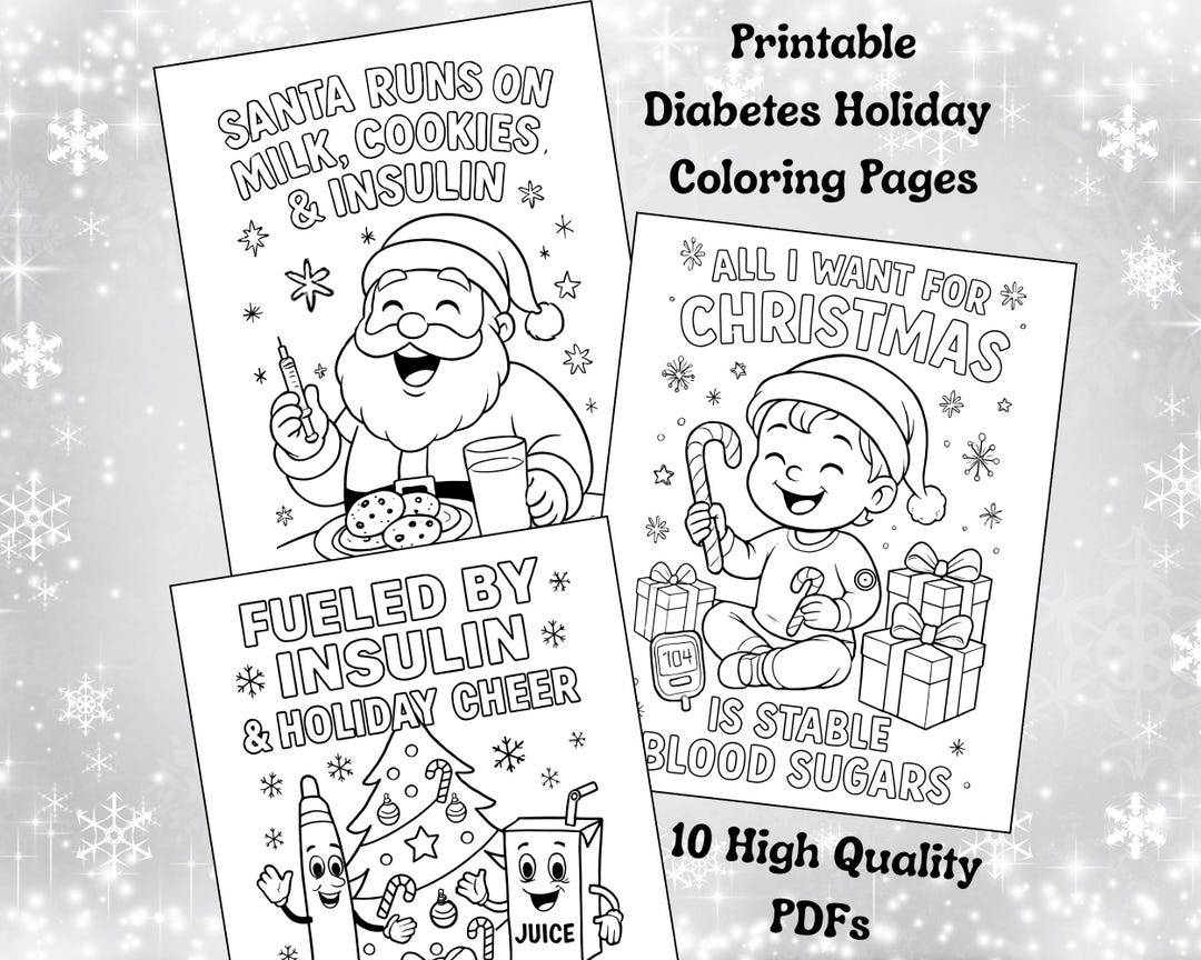 Diabetes Christmas Coloring Pages: Holiday Awareness (PDF Printables ...