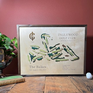 Framed Golf Map Golf Course Art Wooden Golf Map Handcrafted - Etsy