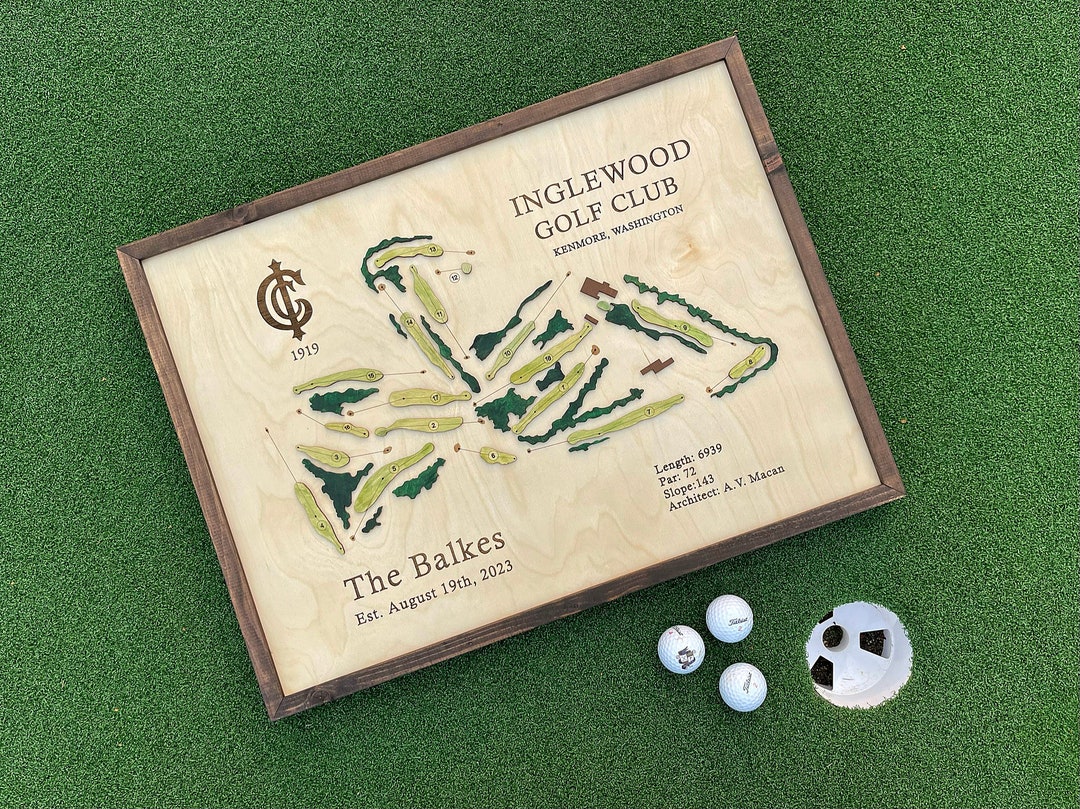 Golf Course Art Wooden Golf Map Handcrafted Golf Decor Unique Golf Gift ...