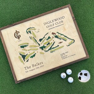 Framed Golf Map Golf Course Art Wooden Golf Map Handcrafted - Etsy