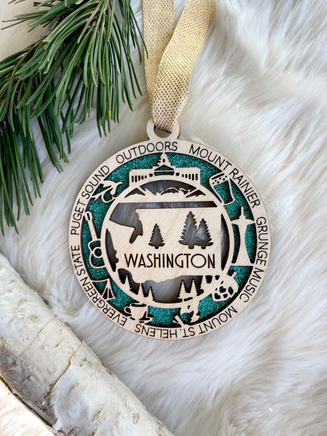Washington State Christmas Ornament Seattle Puget Sound Mount Rainier ...