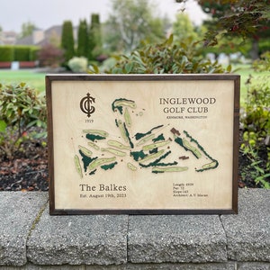 Framed Golf Map Golf Course Art Wooden Golf Map Handcrafted - Etsy