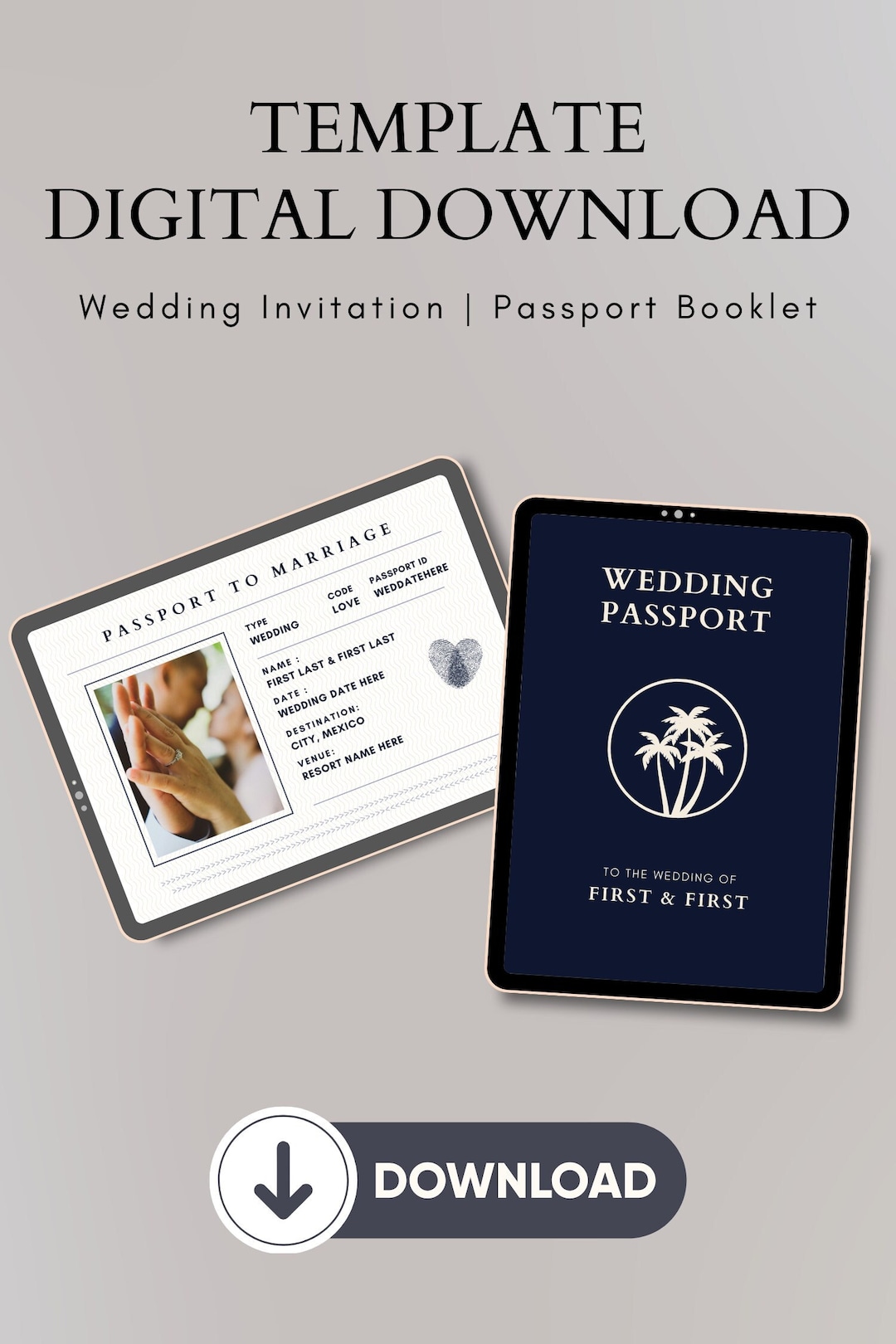 Passport Wedding Invitation | Template | Digital Download | Canva | Destination Wedding | Invite ...