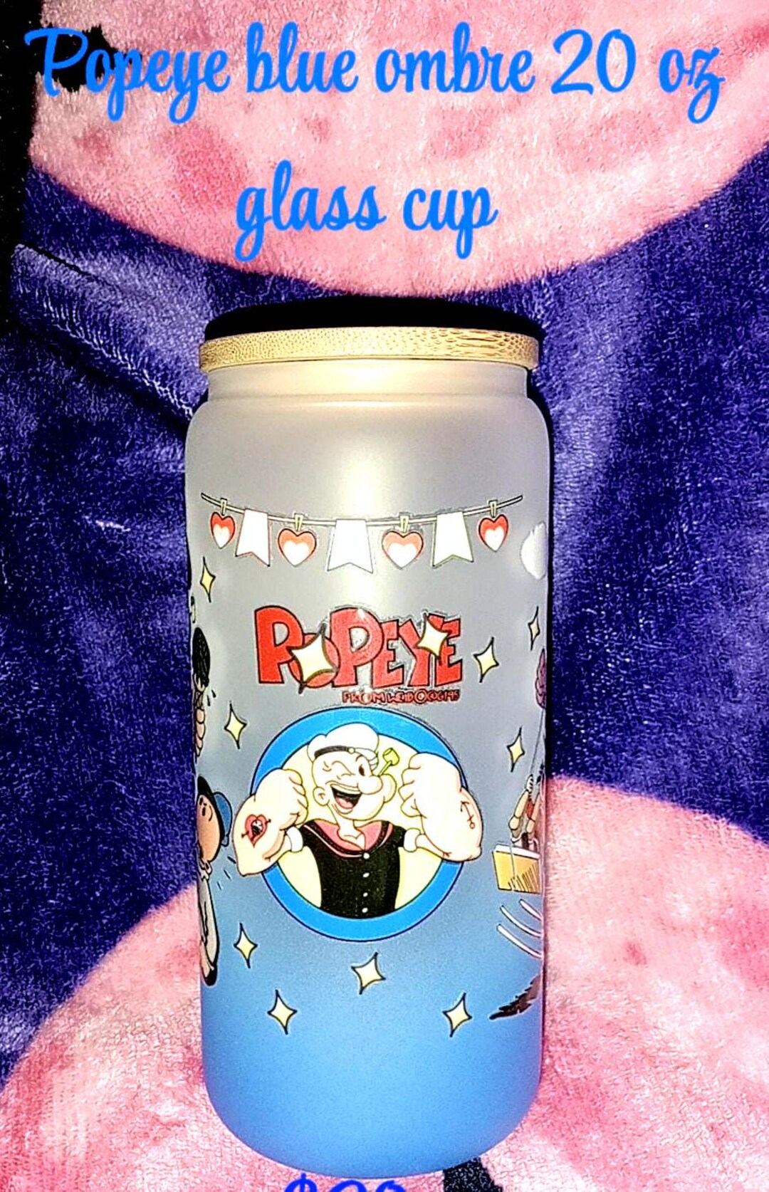 Blue Ombre Popeye 20 Oz Glass Cup - Etsy