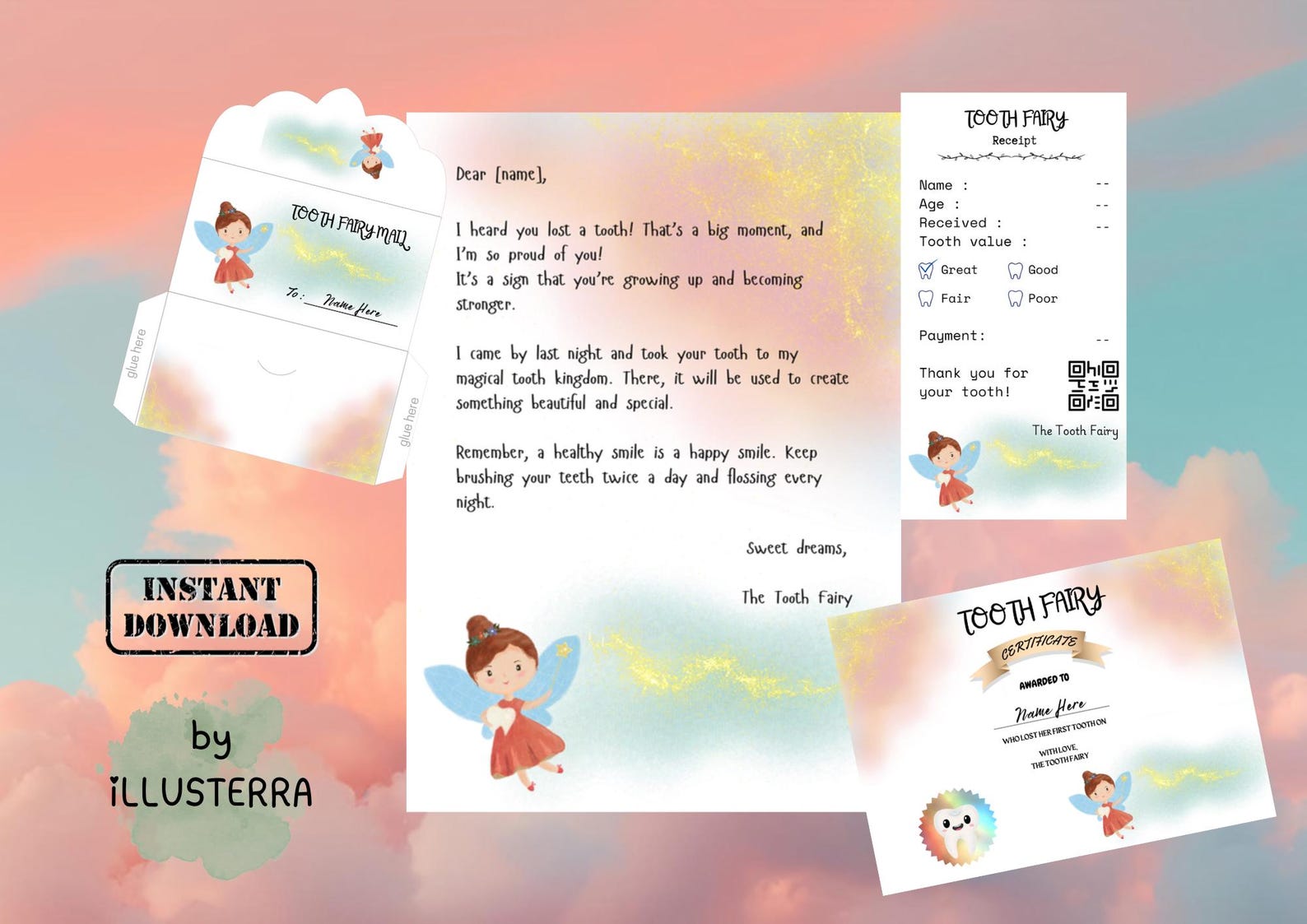 Editable Tooth Fairy Set With Envelope - Tooth Fairy Letter - Fully ...