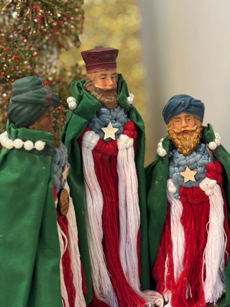 Three Kings in Macrame With Puerto Rican Flag • Puerto Rican Christmas ...
