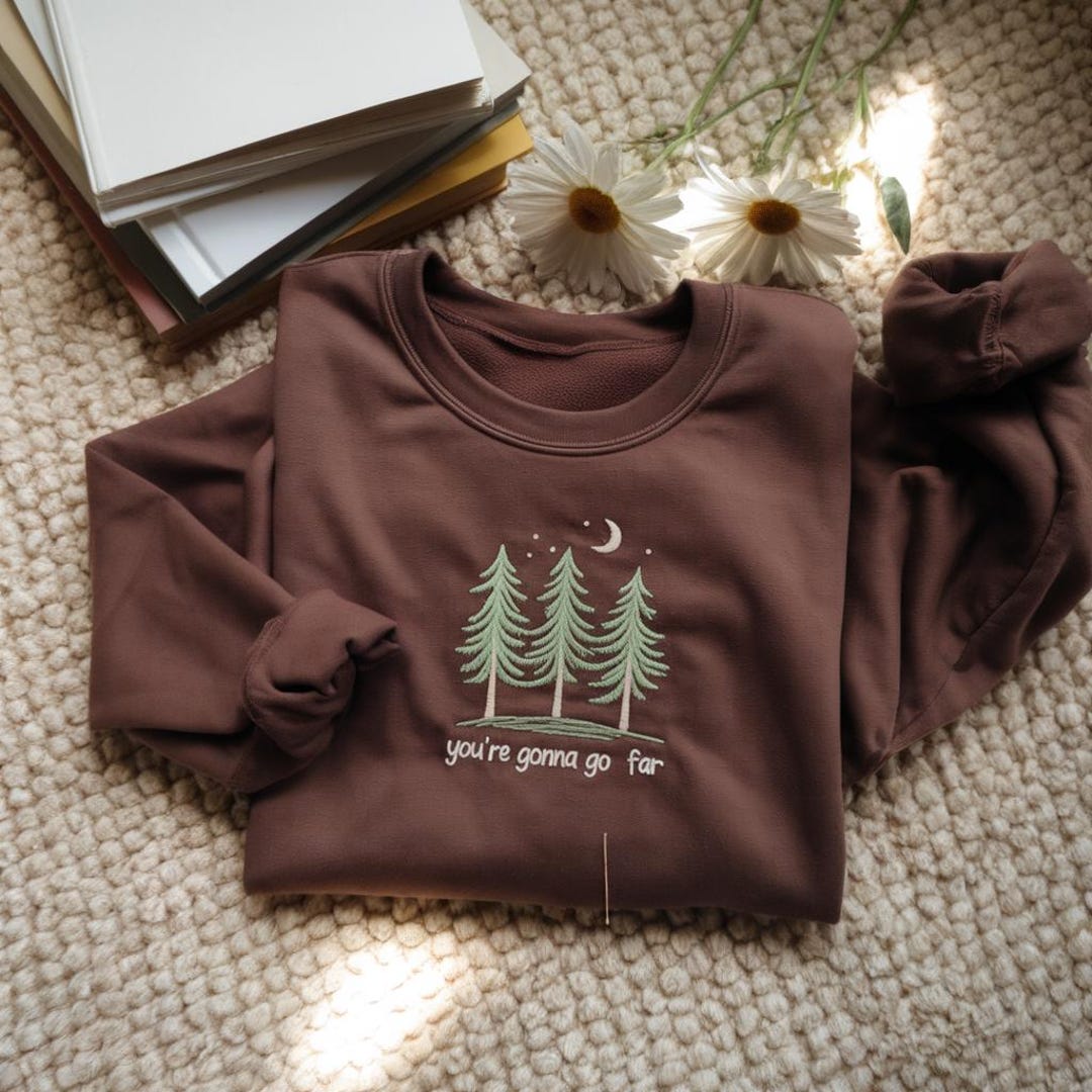 Embroidered Nature Sweatshirt, Cozy Folk Gift - Etsy