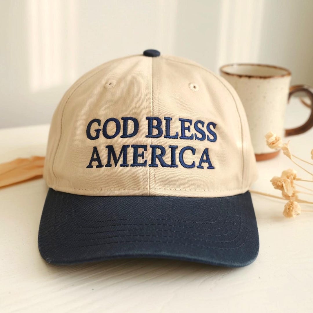 God Bless America Embroidered Cotton Twill Trucker Hat - Etsy
