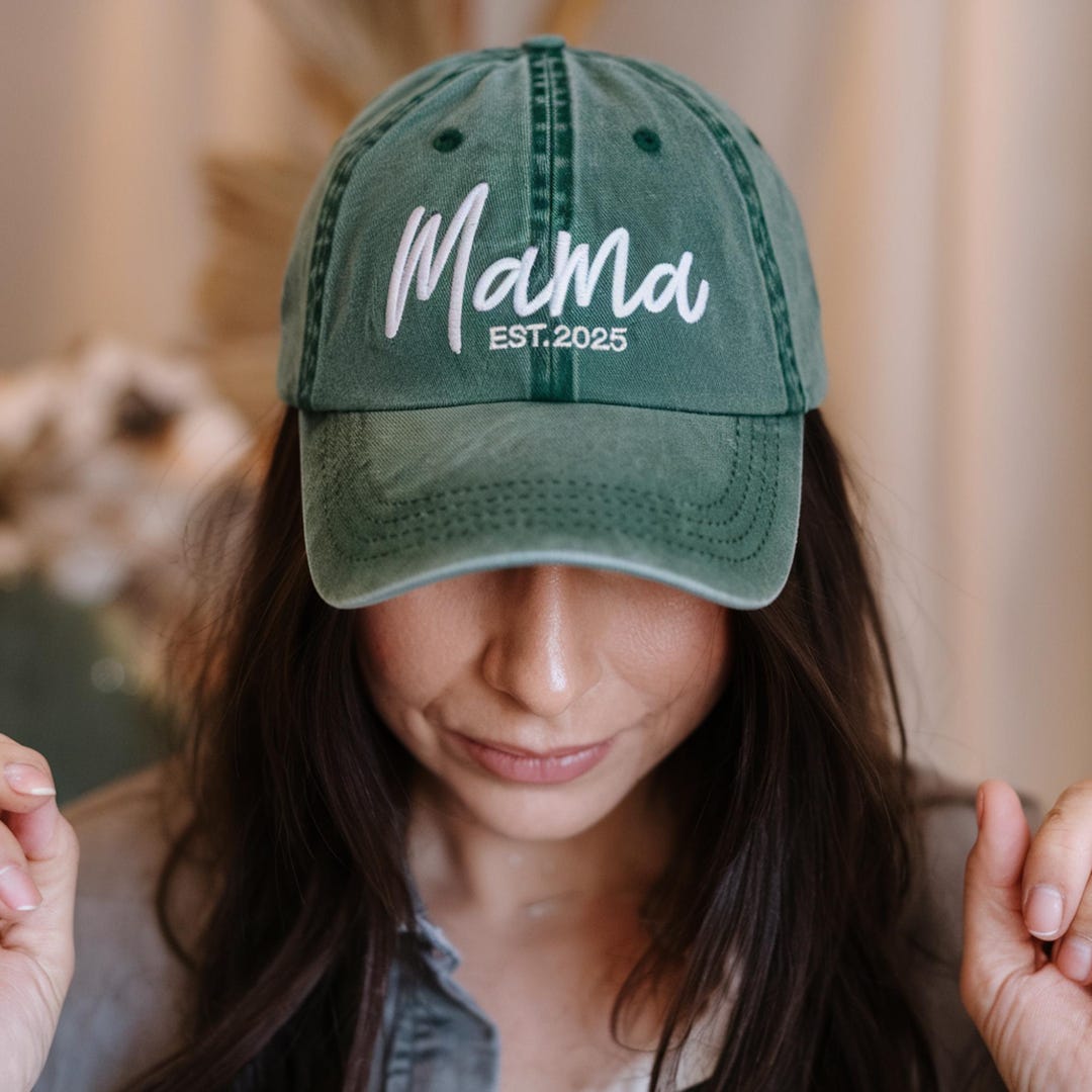 Embroidered Mama Hat, New Mom Baby Announcement, Custom Year Baseball ...