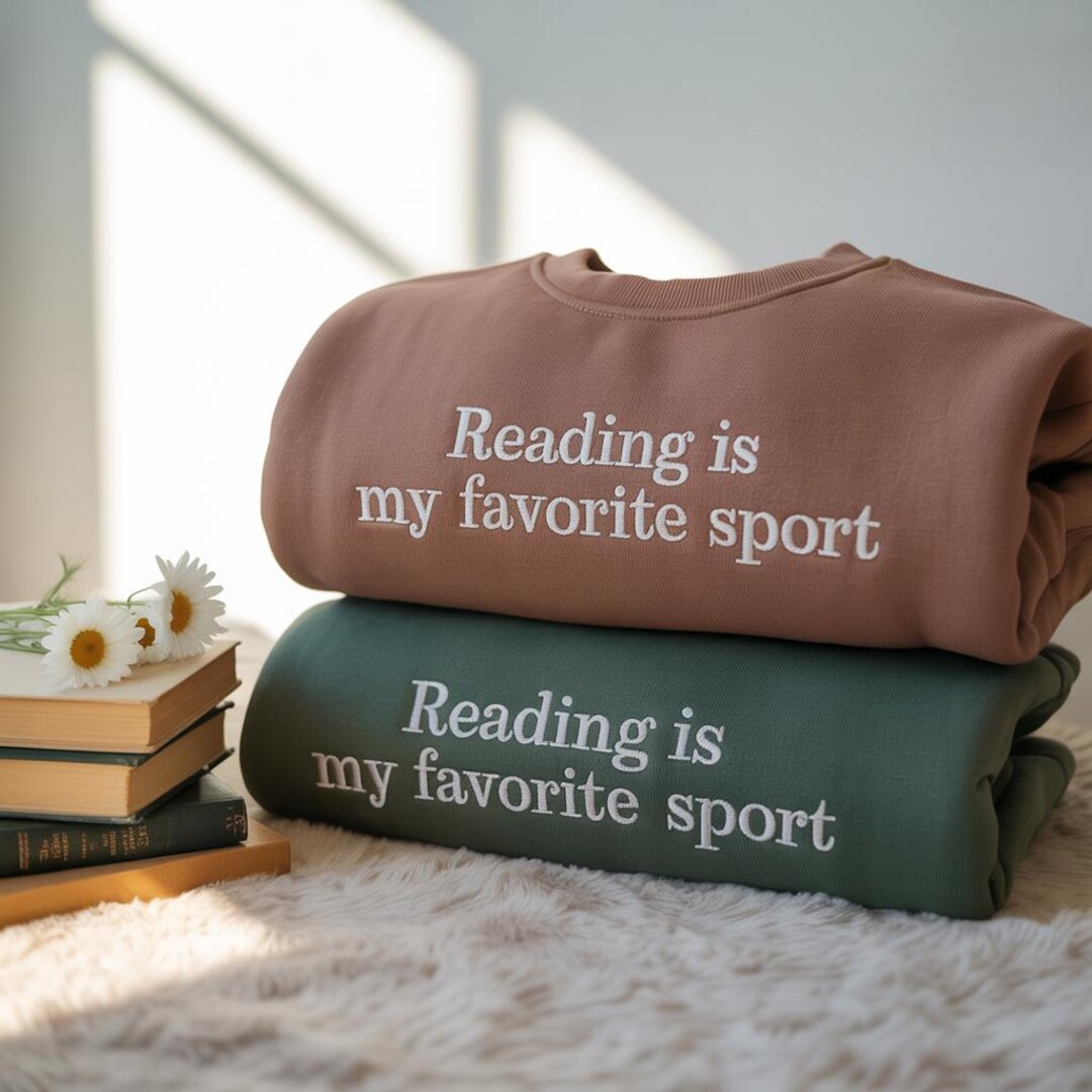 Embroidered Reading is My Favorite Sport Sweatshirt, Booklover Gift ...