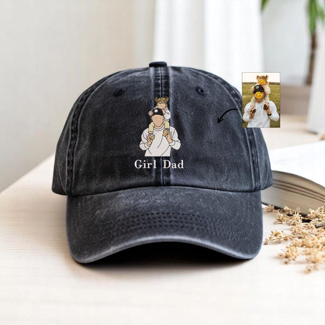 Custom Embroidered Portrait Dad Cap – Personalized Photo Hat - Etsy
