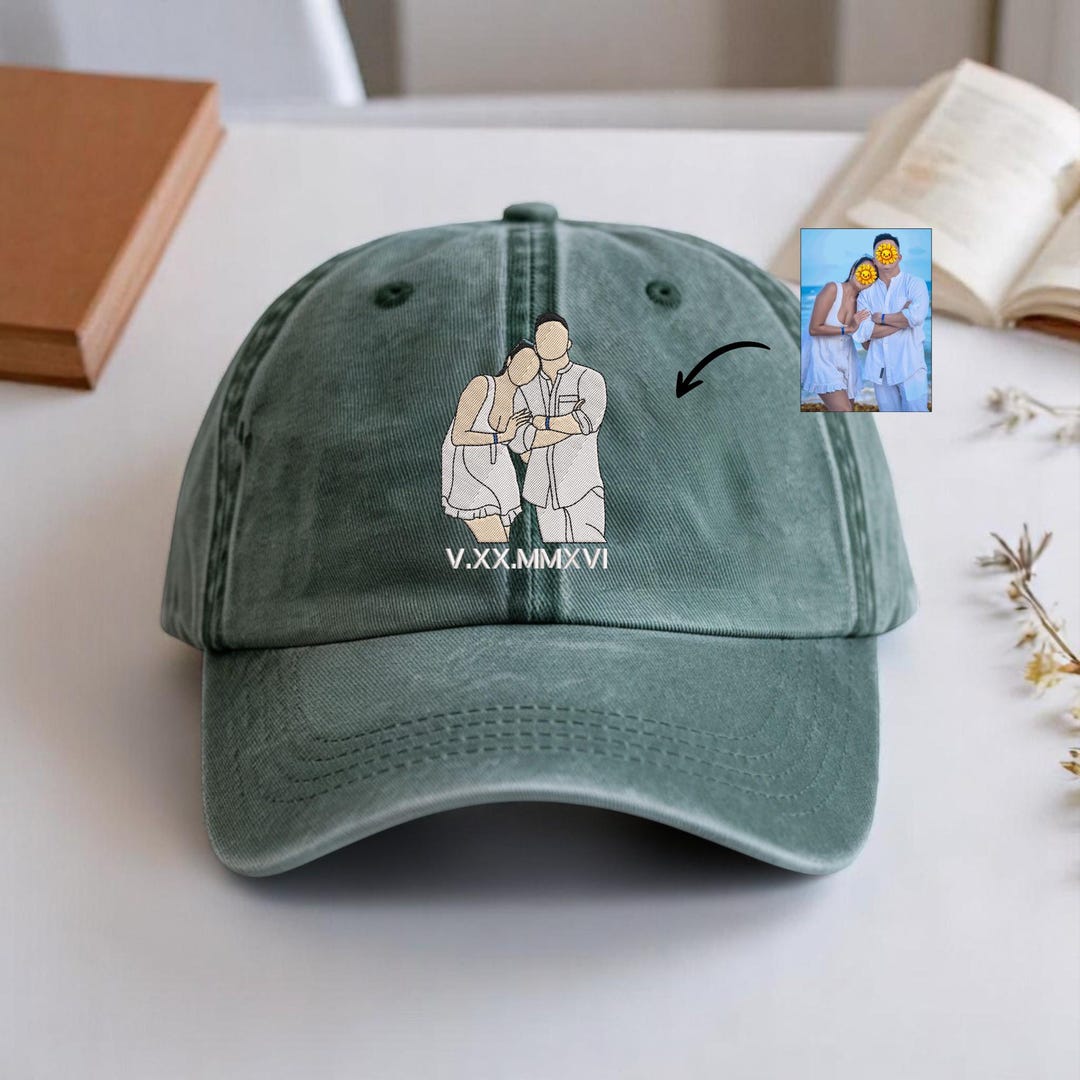 Embroidery Couple Cap - Personalize Hat Custom Embroidery People ...