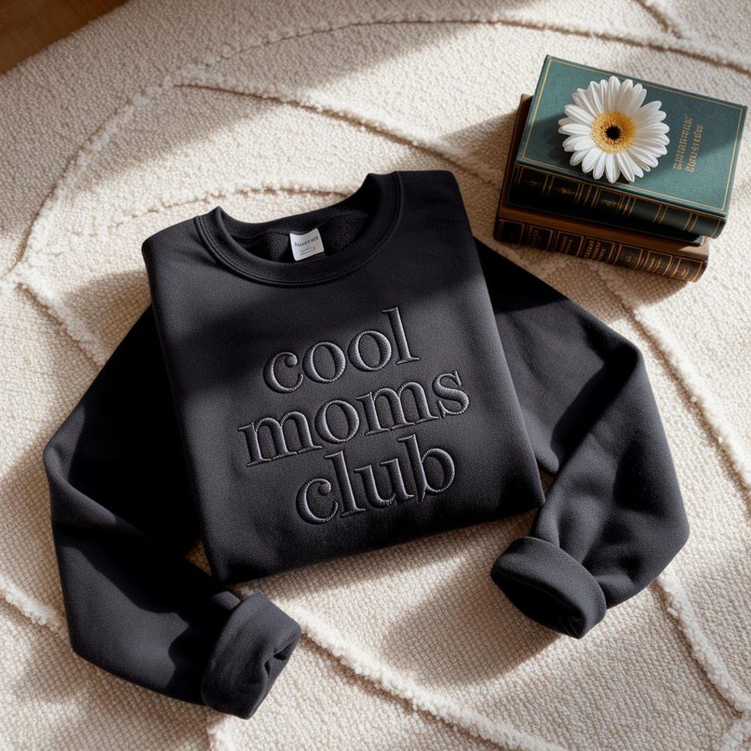 Embroidered Cool Moms Club Sweatshirt, Minimalist Mom Sweater - Etsy