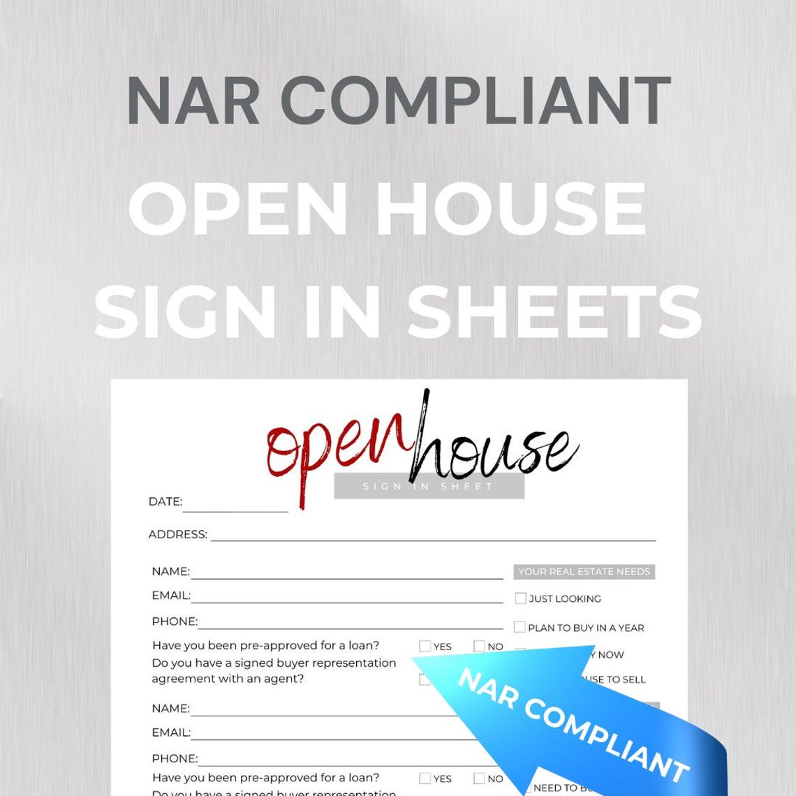 Open House Form | Open House Sign in Sheet Editable Template | Real ...