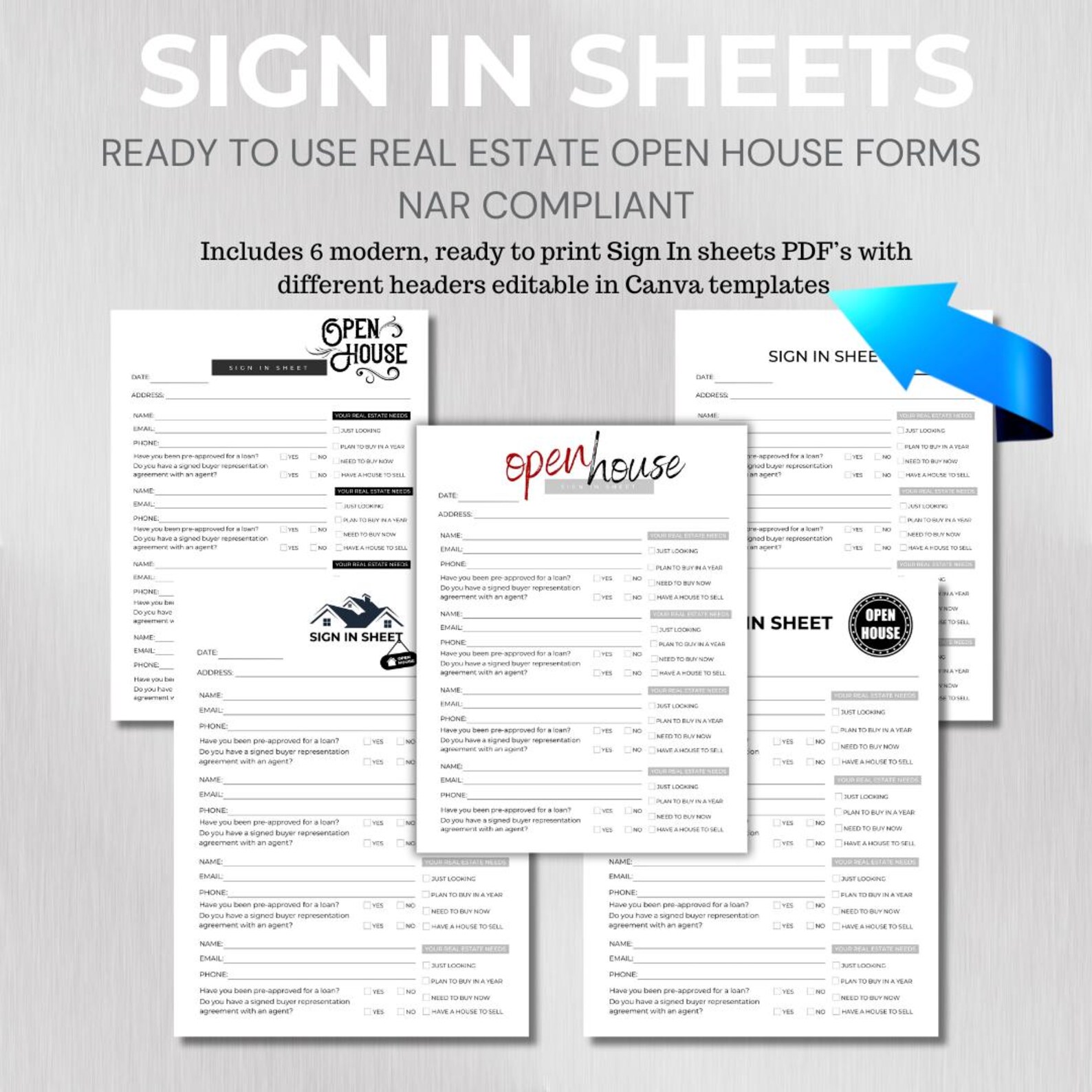 Open House Form | Open House Sign in Sheet Editable Template | Real ...