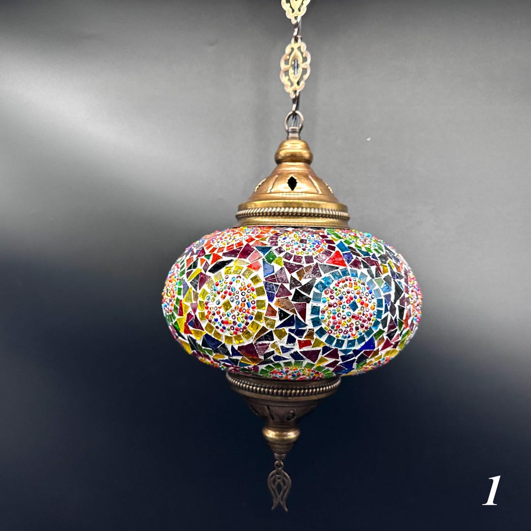 Handmade Turkish Mosaic Pendant Lamp–colorful Hanging Light–bohemian ...