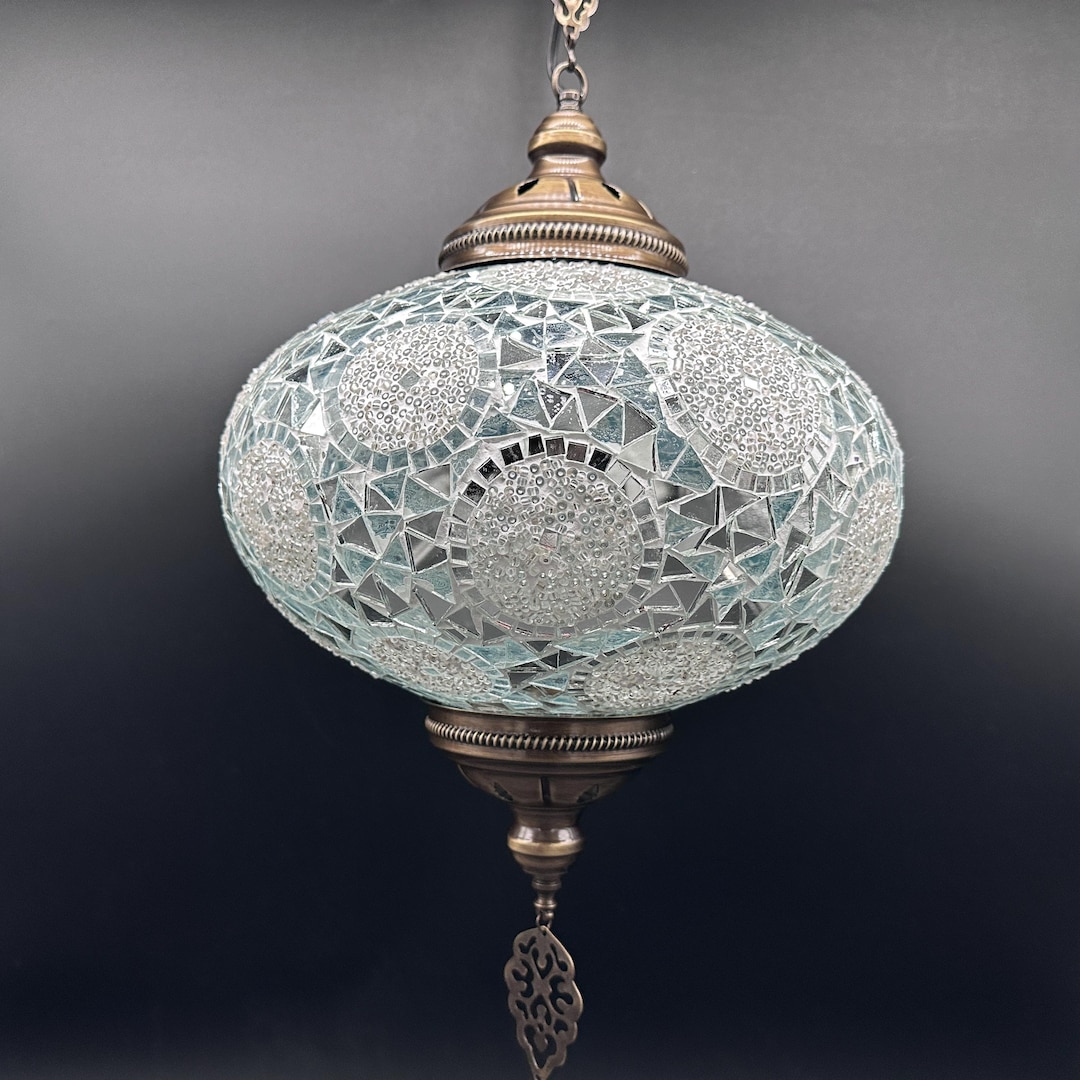 Handmade Turkish Mosaic Pendant Lamp, Colorful Hanging Light, Bohemian ...