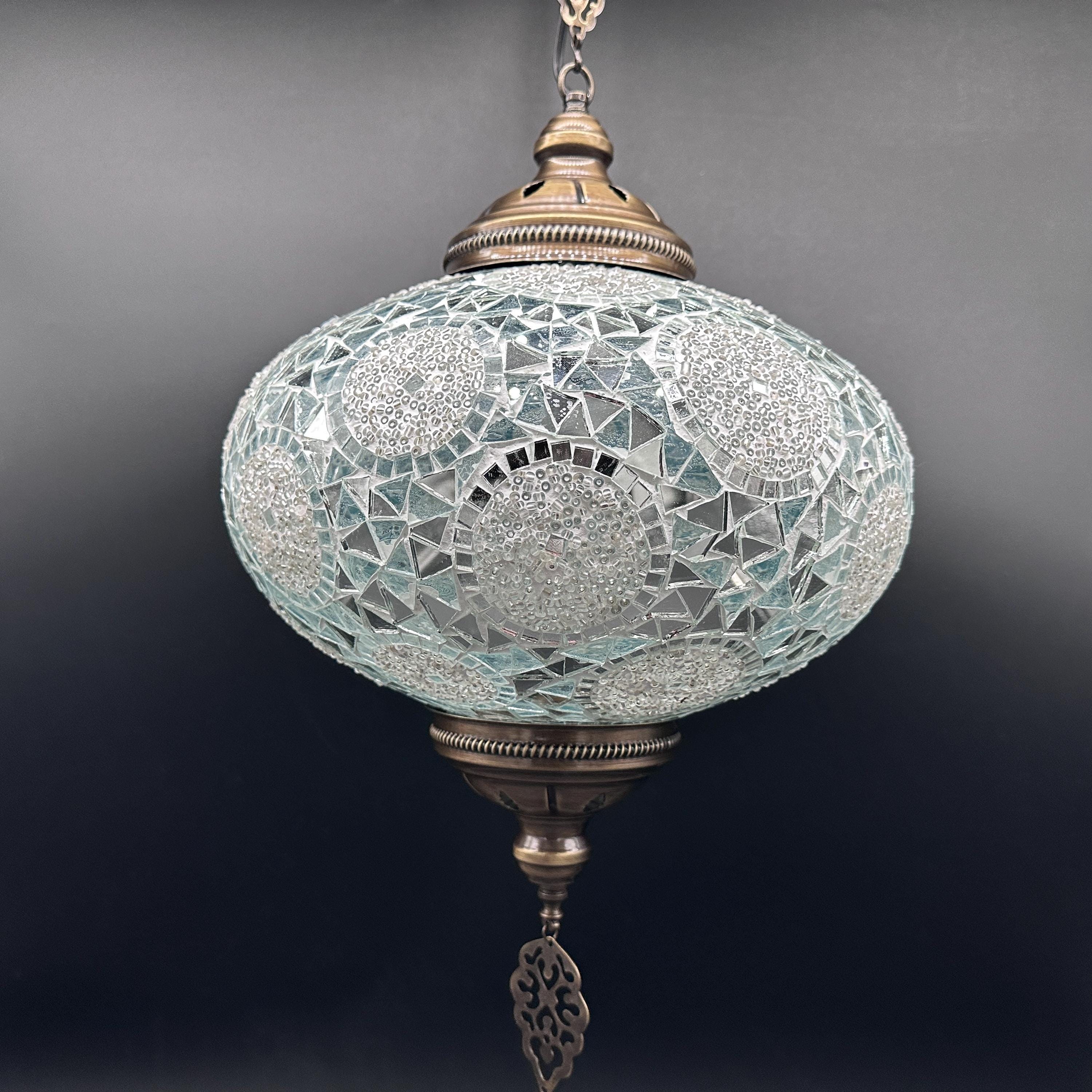 Handmade Turkish Mosaic Pendant Lamp, Colorful Hanging Light, Bohemian ...