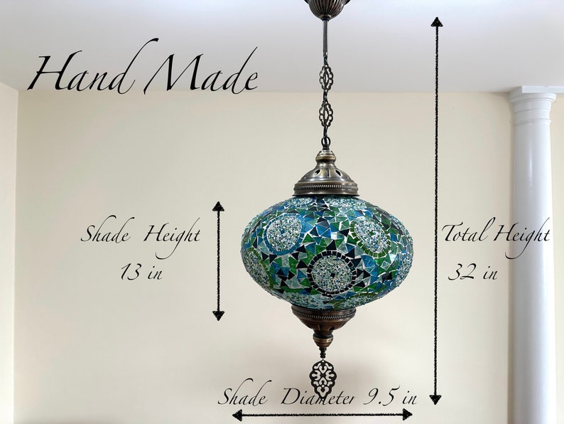 Handmade Turkish Mosaic Pendant Lamp, Colorful Hanging Light, Bohemian ...