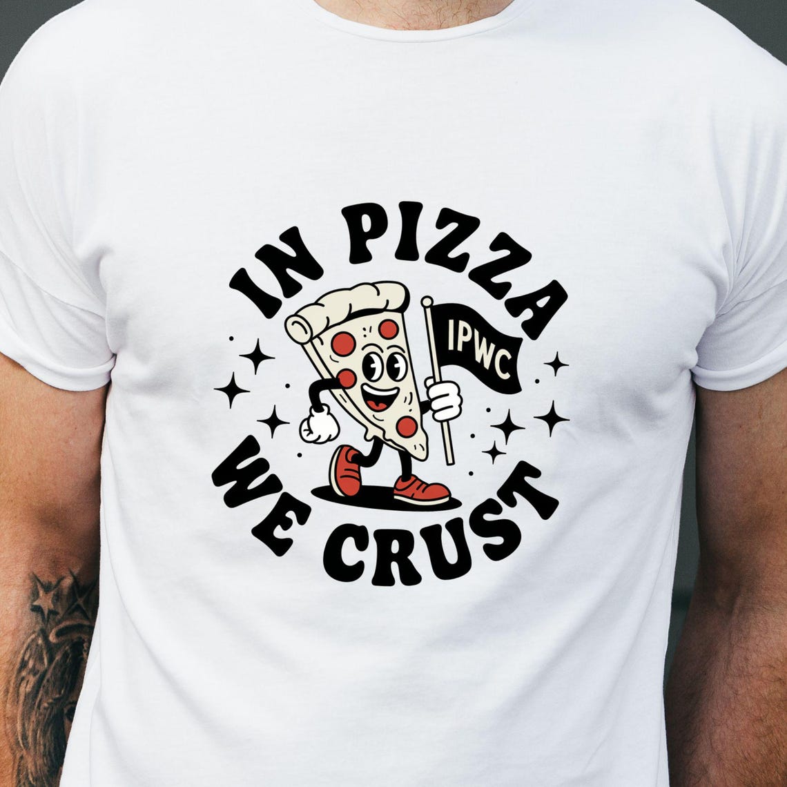 In Pizza We Crust - Cute and Funny Retro Vintage Pizza Slice Pun Mascot ...