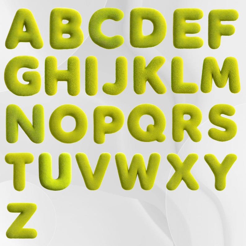 Tennis Ball Alphabet PNG | 3D Fuzzy Letters and Numbers | Sports Font ...