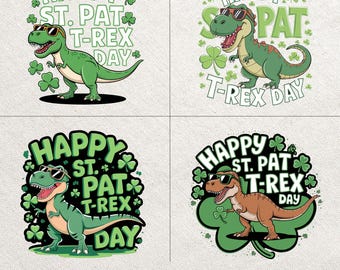 Funny St. Patrick's Day T-rex PNG | Happy St. Pat T-rex Day Digital Download | Dinosaur Shamrock ...
