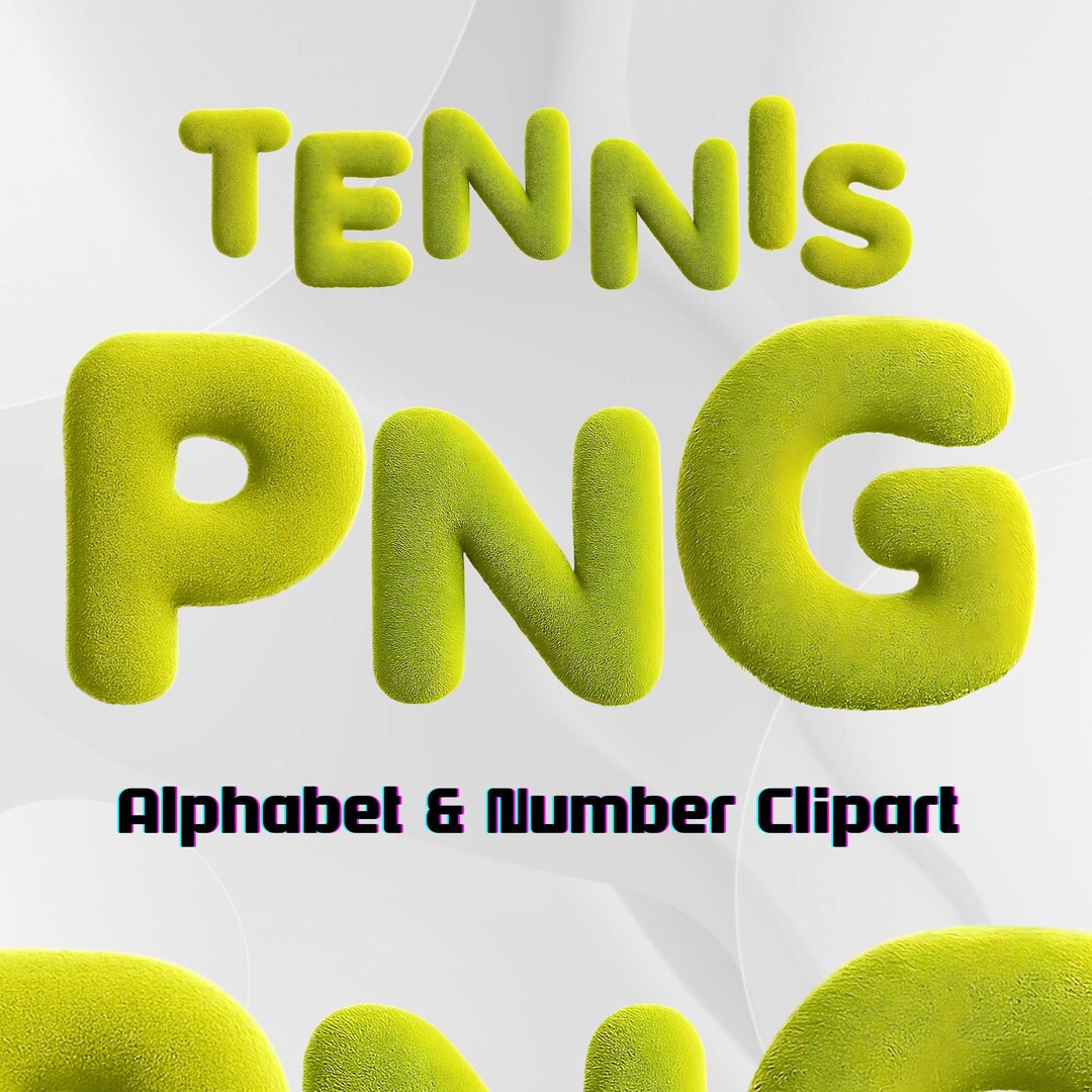 Tennis Ball Alphabet PNG | 3D Fuzzy Letters and Numbers | Sports Font ...